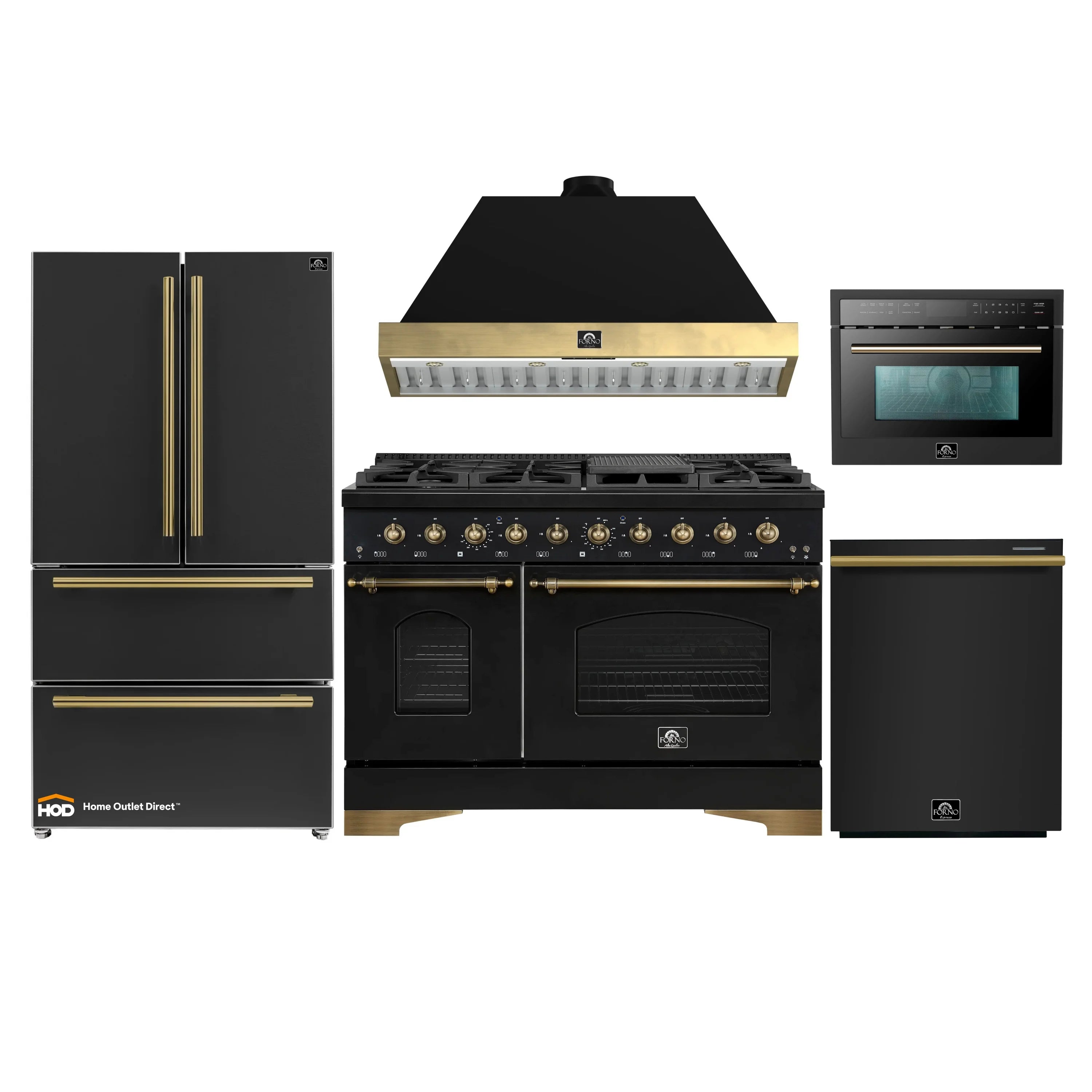 Forno Antico 5-Piece Appliance Package - 48-Inch Gas Range, 48-Inch Ho