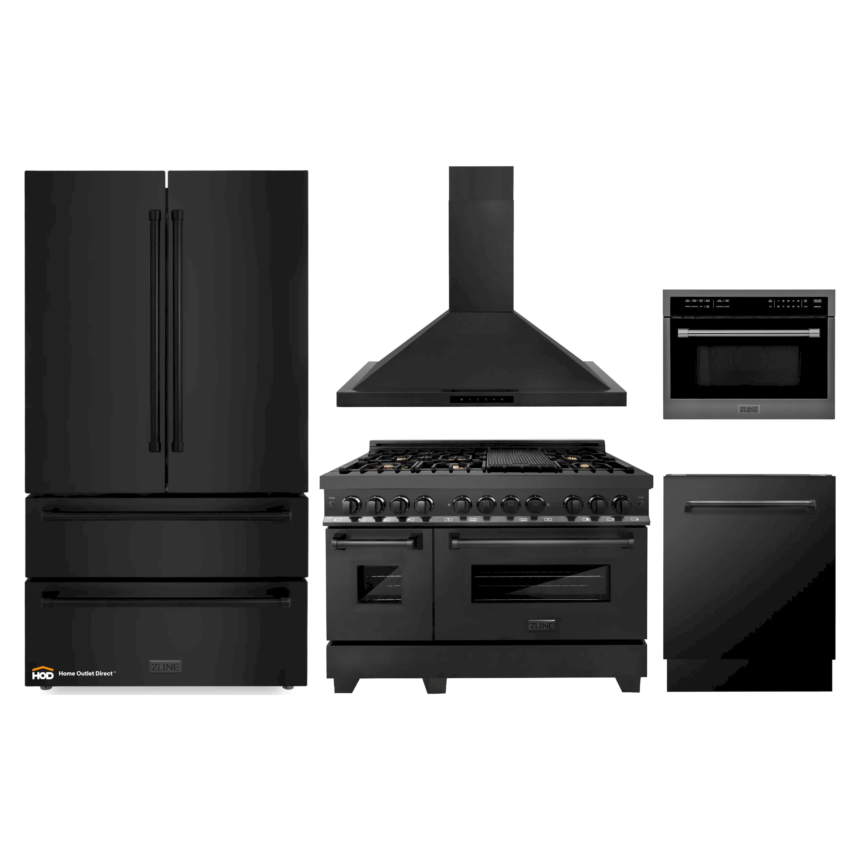 ZLINE 5-Piece Appliance Package - 48-Inch Dual Fuel Range, Refrigerato