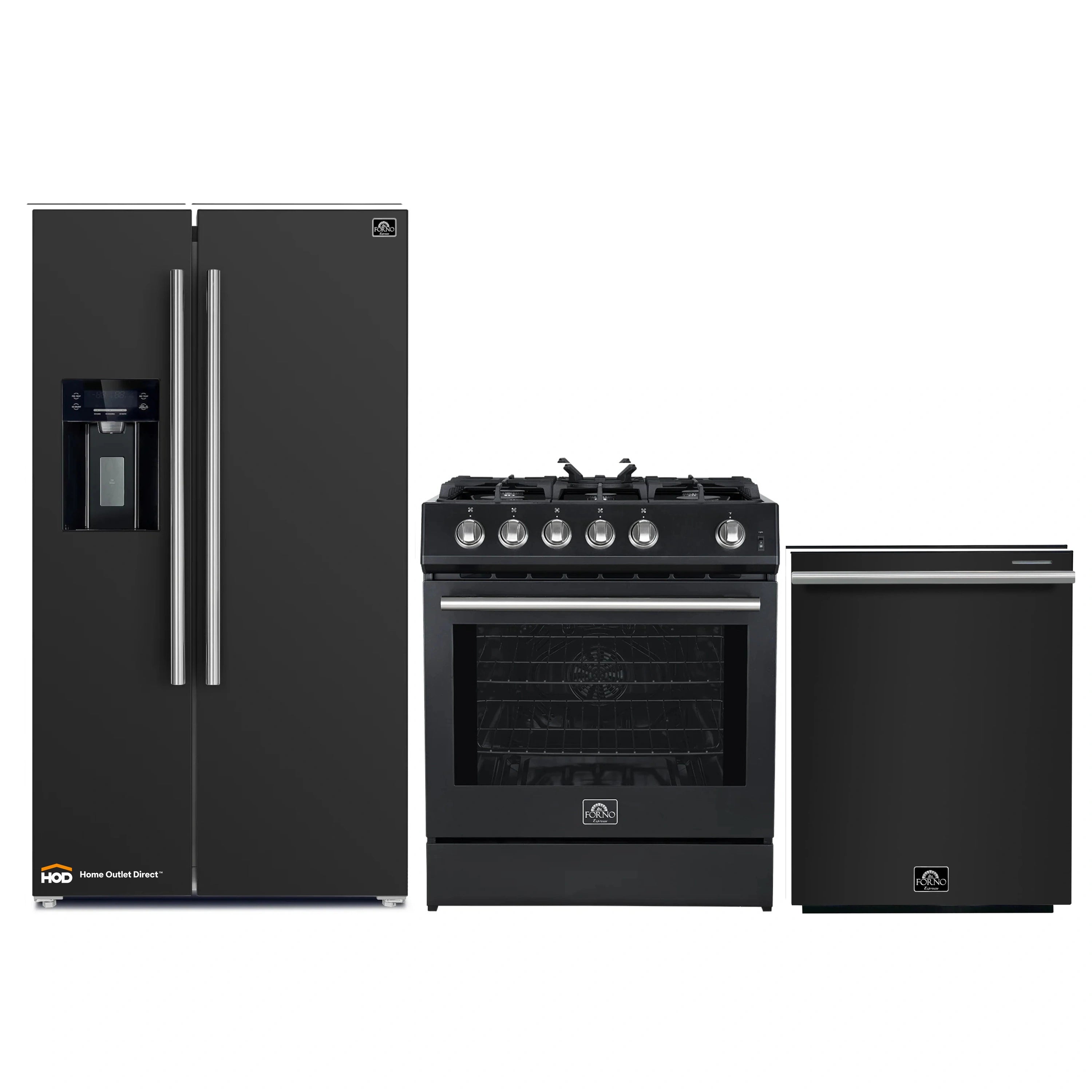 Forno 3-Piece Appliance Package - 30-Inch Gas Range, Refrigerator with