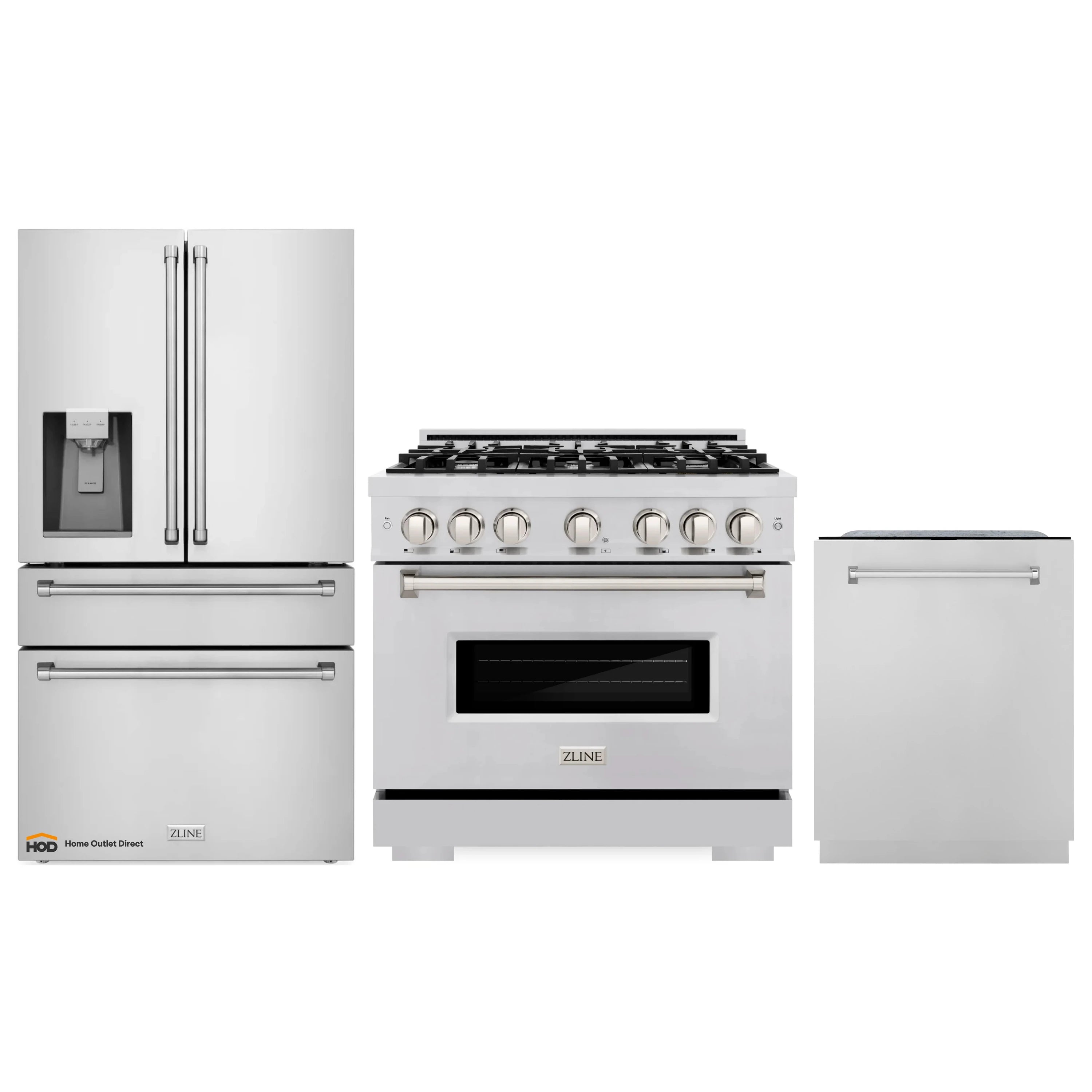 ZLINE 3-Piece Appliance Package - 36-Inch Gas Range, Refrigerator with