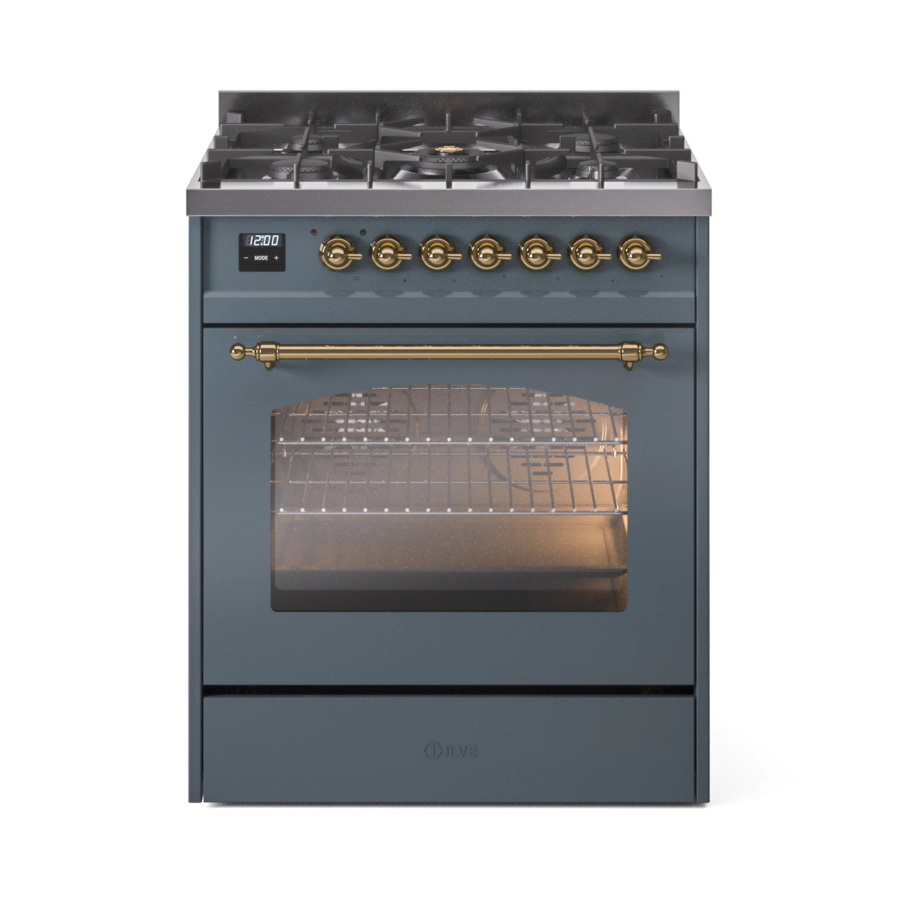 ILVE Nostalgie II 30-Inch Dual Fuel Freestanding Range in Blue Grey wi
