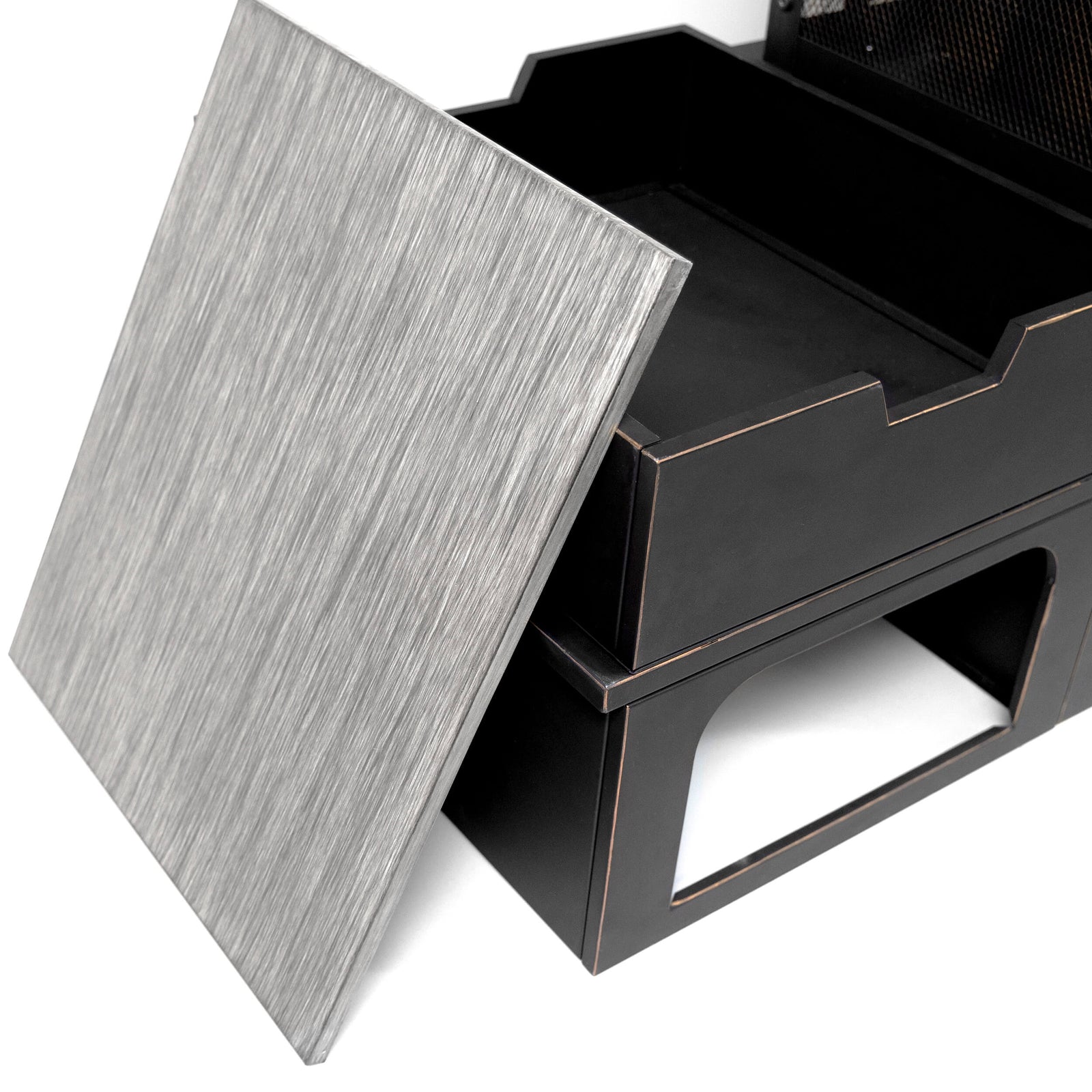 Deko Living Rimasco 80-Inch Metal Wood Burner Fireplace with Side Stor