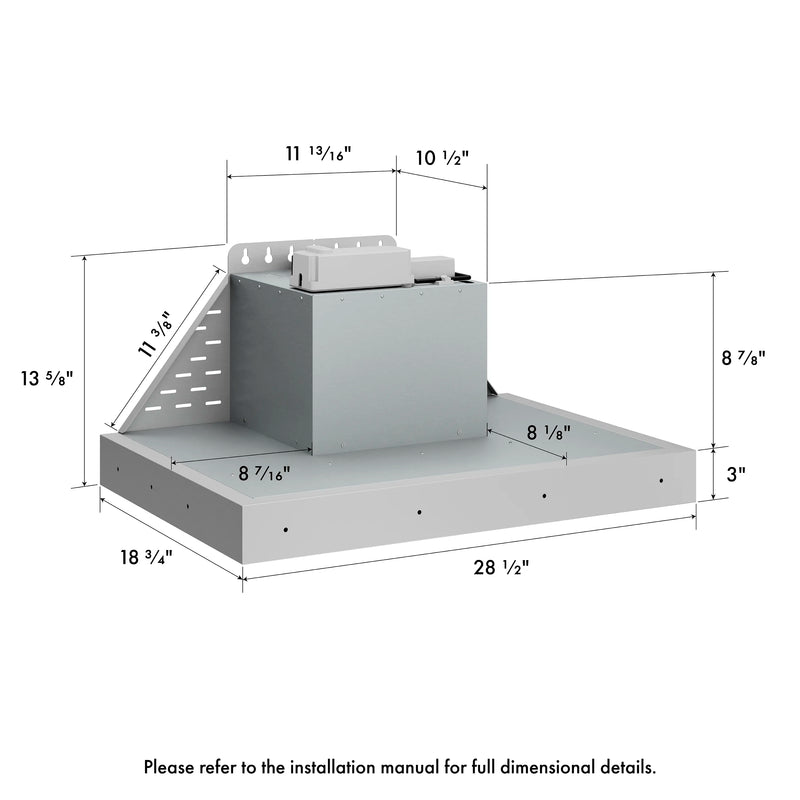 ZLINE 28-Inch 500 CFM DuraMount Wall Mount Range Hood Insert in Stainl