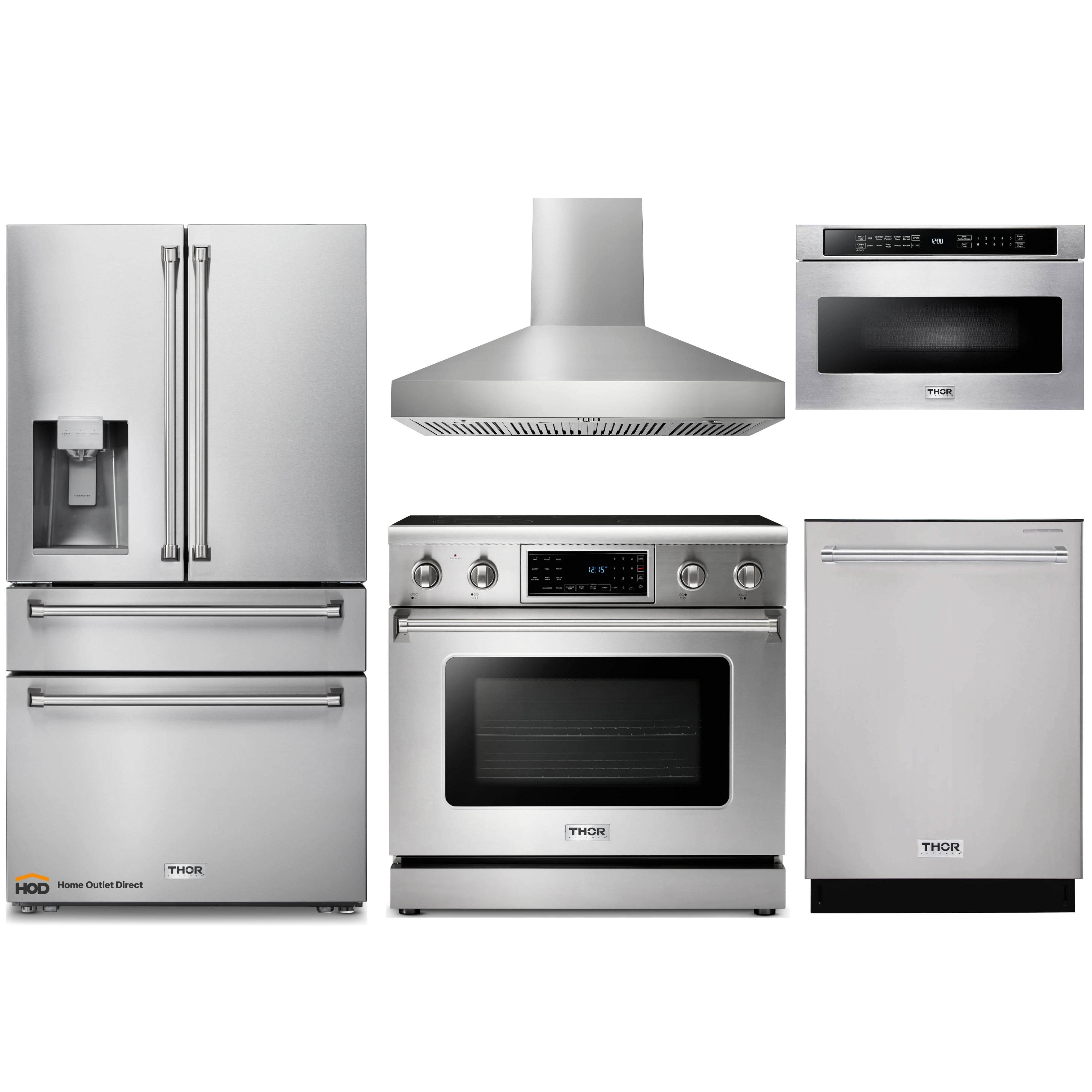 Thor Kitchen 5-Pc Package - 36" Electric Range, Microwave