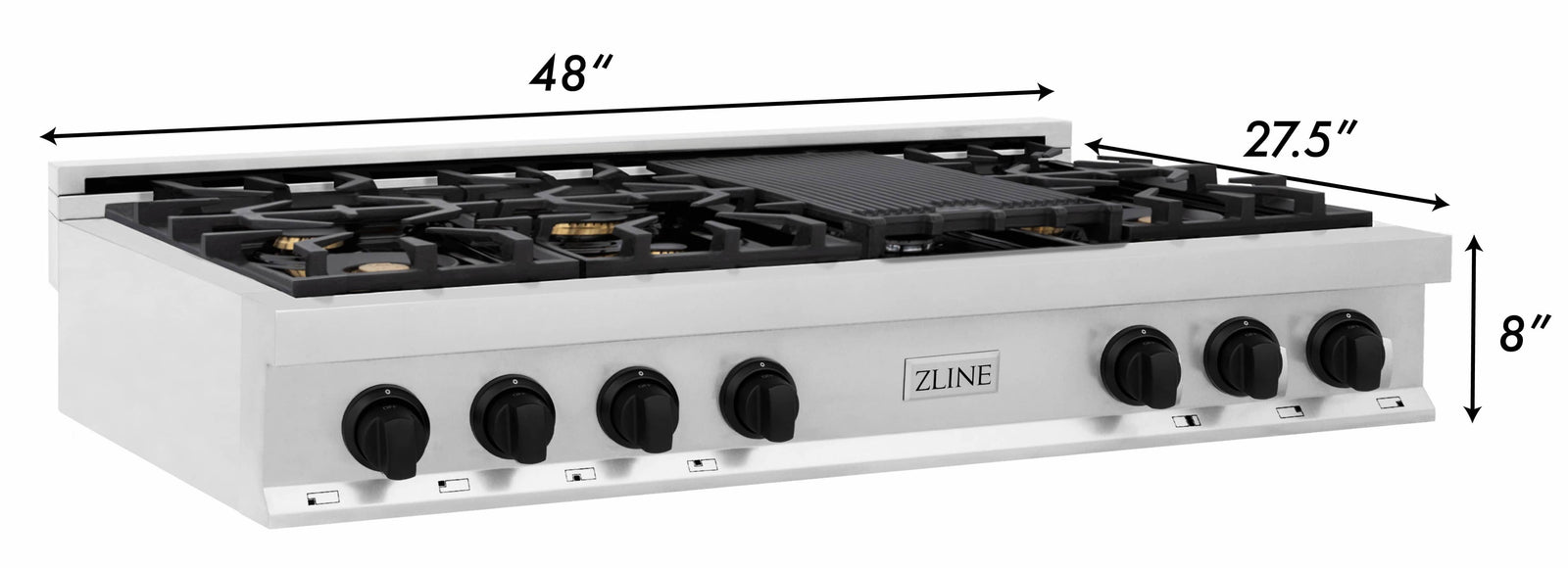 ZLINE 48" Autograph Rangetop w/ Black Accents (RTZ-48-MB)
