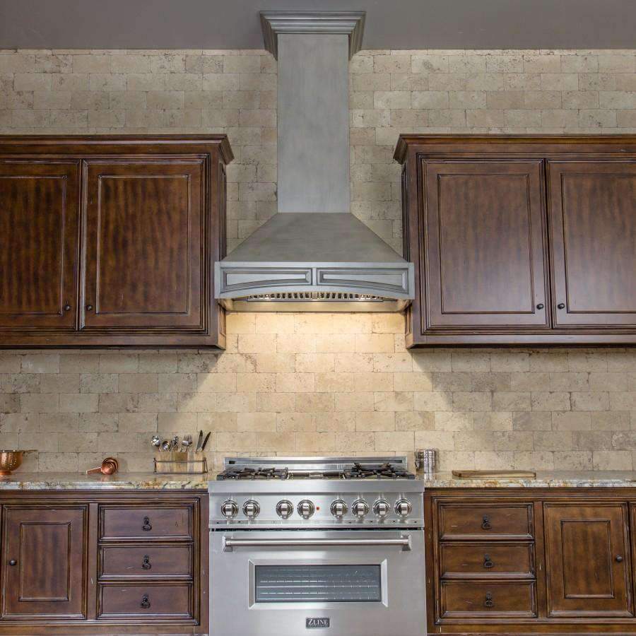 ZLINE 36-Inch Designer Wooden Wall Range Hood with Crown Molding and 7