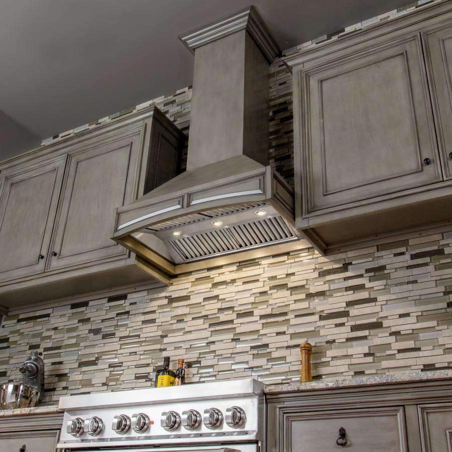 ZLINE 36-Inch Designer Wooden Wall Range Hood with Crown Molding and 7