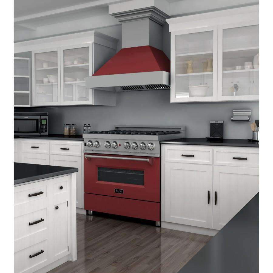 ZLINE 36" Dual Fuel Range w/ Red Matte Door (RAS-RM-36)
